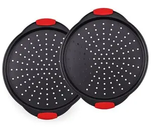 NUTRICHEF 2-pc. Non-stick Pizza Tray With Silic One Handle