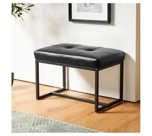 GLITZHOME Modern Thick Faux Leather Accent Stoo L Or Bench S/2 - One-color
