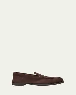 John Lobb Pace Nubuck Penny Loafers - Bruin