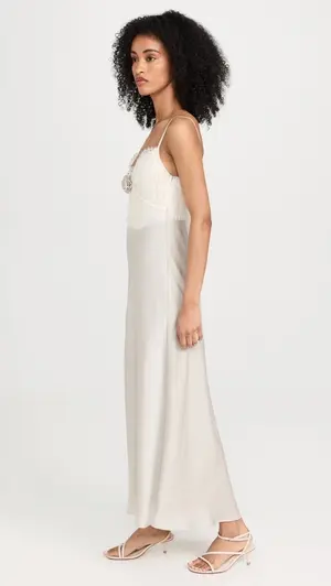 chinese dress ladies WAYF Women's Lace Trim Slip Dress, Pewter, Off White, M at Amazon Women's  Clothing store