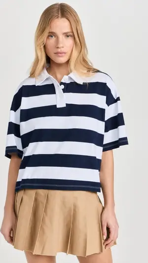 Stateside Rugby Stripe Short Sleeve Boxy Polo