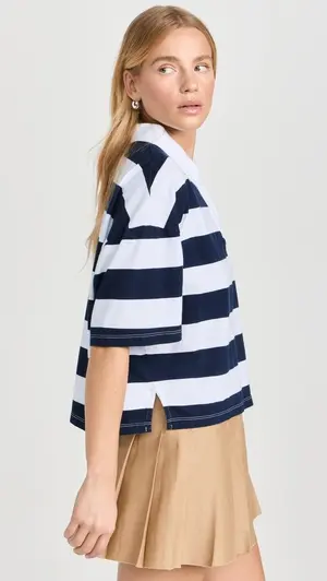 Stateside Rugby Stripe Short Sleeve Boxy Polo