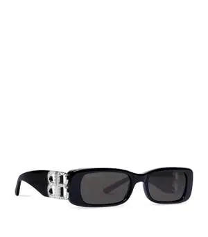 Balenciaga Dynasty Rectangle Sunglasses - Black