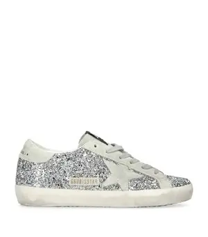 GOLDEN GOOSE Glitter Super-star Sneakers - Silver