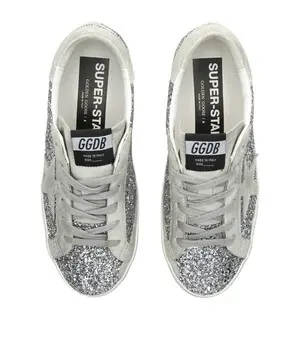 GOLDEN GOOSE Glitter Super-star Sneakers - Silver