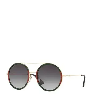 Gucci Stripe Oval Pilot Sunglasses