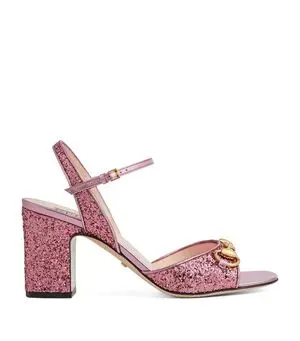 Gucci Glitter Horsebit Heeled Sandals