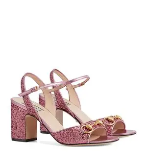 Gucci Glitter Horsebit Heeled Sandals