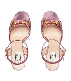 Gucci Glitter Horsebit Heeled Sandals