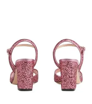 Gucci Glitter Horsebit Heeled Sandals