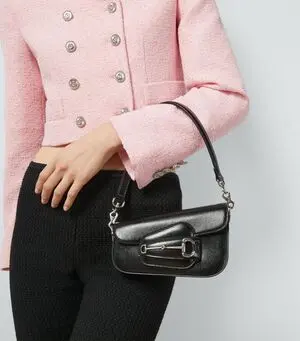 Gucci Mini Leather Asymmetric Horsebit 1955 Shoulder Bag