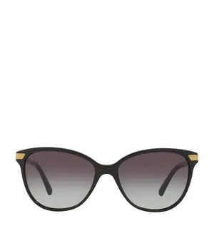 Burberry Icon Stripe Cat Eye Sunglasses - Black