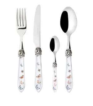 BUGATTI Butterfly Stainless Steel 24-piece Cutlery Set - White