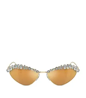 SWAROVSKI Crystal-embellished Cat-eye Sunglasses - Gold