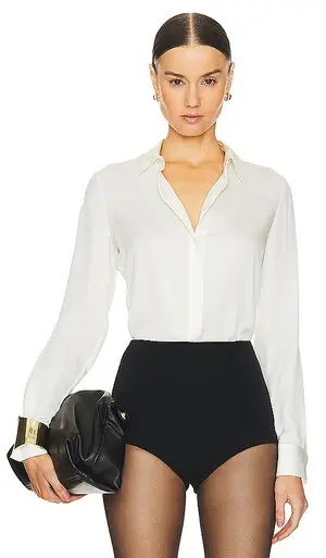 Theory Classic Fitted Silk Shirt - Ivory