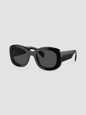 Prada 55mm Oval Sunglasses - Black Dark Grey