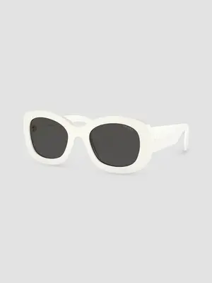 Prada 55mm Oval Sunglasses - White Dark Grey
