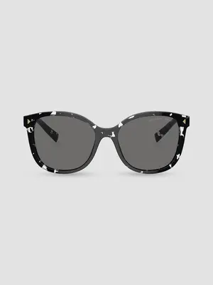 Prada 53mm Square Sunglasses - Black White Dark Grey
