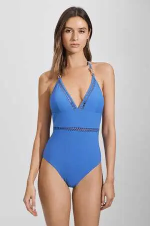 REISS Rita Lattice Halter Neck One Piece Swimsuit