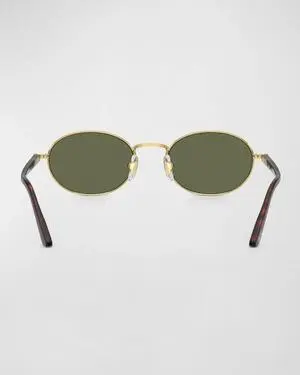 Persol Polarized Metal Oval Sunglasses - Gold