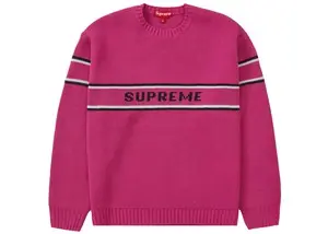 Supreme Striped Crewneck Sweater - Pink