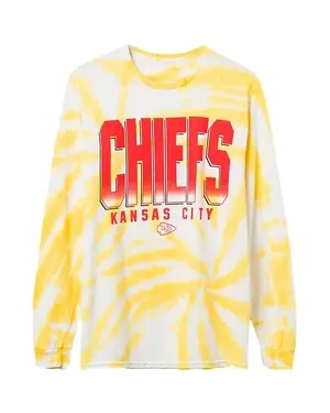 Junk Food Clothing Nfl Kansas City Chiefs Game Time Tie Dye Long Sleeve - Mustard Tie-dye