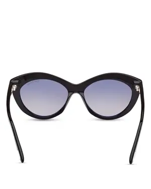 TOM FORD Toni Oval Sunglasses 55mm - Black/gray Mirrored Gradient