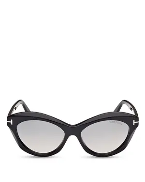 TOM FORD Toni Oval Sunglasses 55mm - Black/gray Mirrored Gradient