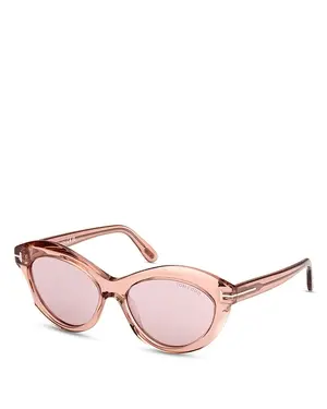 TOM FORD Toni Oval Sunglasses 55mm Pink/purple Mirrored Solid