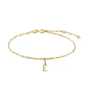 ANA LUISA 10k Gold Letter Charm Bracelet - Letter E Solid Gold