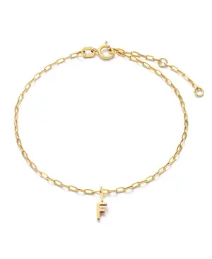 ANA LUISA 10k Gold Letter Charm Bracelet - Letter F Solid Gold