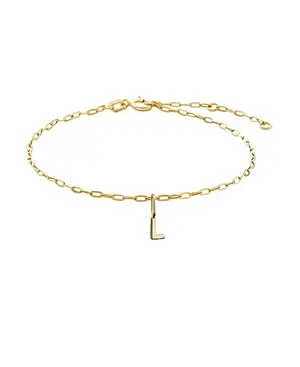 ANA LUISA 10k Gold Letter Charm Bracelet - Letter L Solid Gold