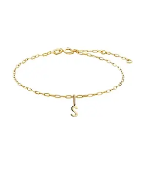 ANA LUISA 10k Gold Letter Charm Bracelet - Letter S Solid Gold