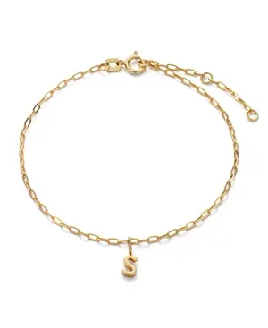 ANA LUISA 10k Gold Letter Charm Bracelet - Letter S Solid Gold