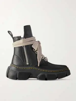 Rick Owens Dr. Martens 1918 Dmxl Textured-Leather Boots In Black