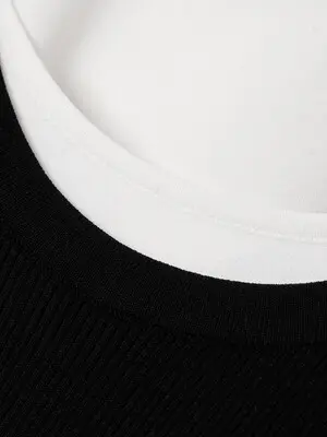 FERRAGAMO Layered Ribbed Jersey Top - Black