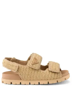 Prada Logo-plaque Woven Sandals
