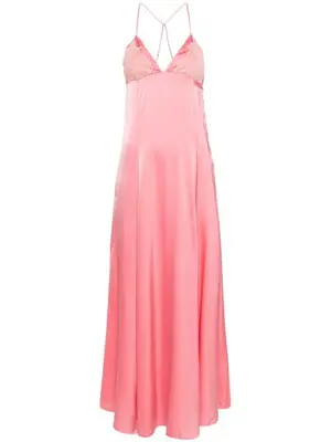 FORTE_FORTE Lace-detailed Silk Maxi Dress - Pink