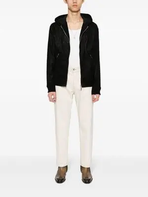 GIORGIO BRATO Suede Hooded Jacket - Black
