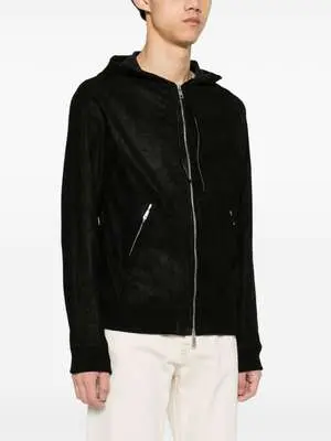 GIORGIO BRATO Suede Hooded Jacket - Black