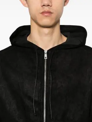 GIORGIO BRATO Suede Hooded Jacket - Black