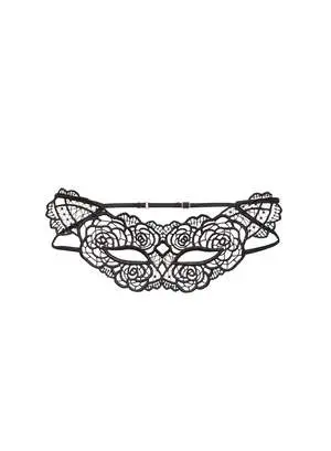 Fleur Du Mal Rose Guipure Eye Mask - Black
