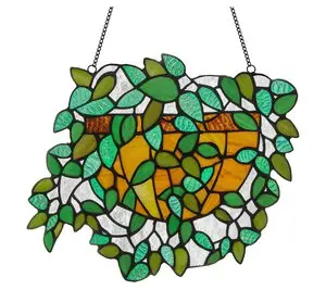 RIVER OF GOODS 13'w Hanging Plant Stained Glass Window Panel - One-color