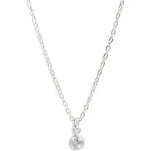 SET & STONES Birthstone Pendant Necklace - Silver / April