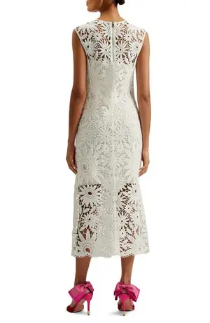 Ted Baker London Floral Lace Midi Dress In Ivory - 50% Off | Editorialist