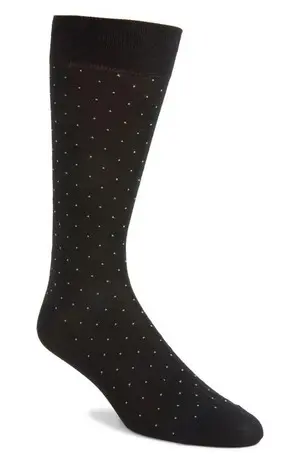 Pantherella Gadsbury Fil Coupé Dot Dress Socks - Black