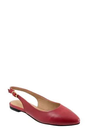 Trotters Evelyn Pointed Toe Slingback Flat - Red