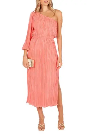 Pleated Slit Midi Dresses