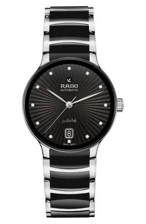 RADO Centrix Automatic Diamond Bracelet Watch - Black/silver