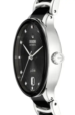 RADO Centrix Automatic Diamond Bracelet Watch - Black/silver